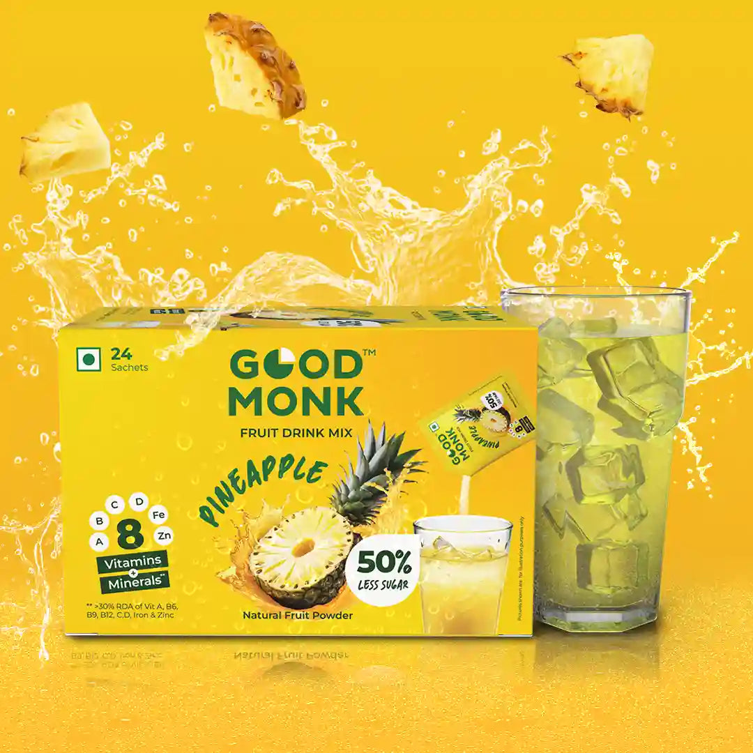 Natural Pineapple Powder Instant Drink Mix with 50% Less Sugar – Good Monk