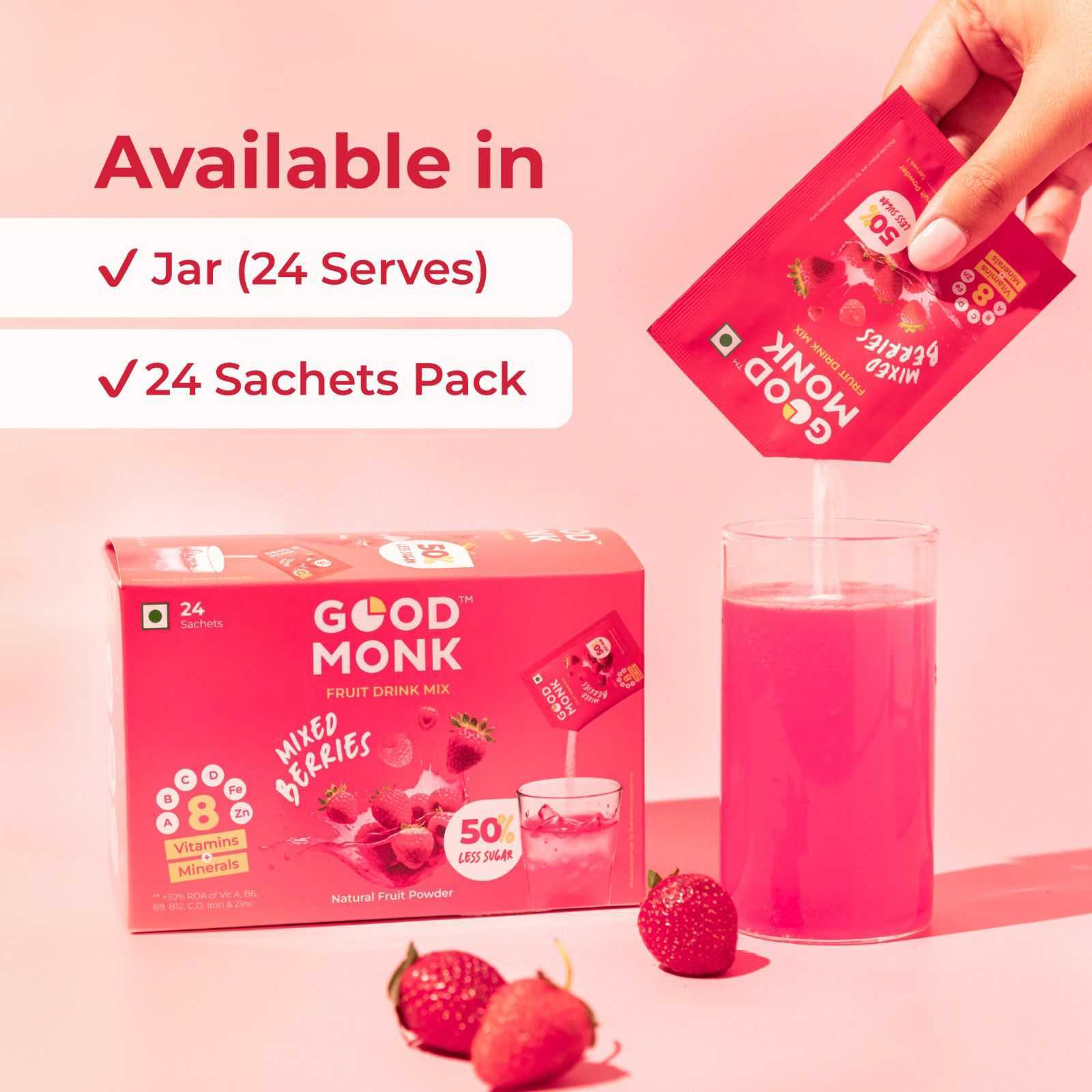 Mixed Berries Juice Powder Mix [50% Less Sugar] | Good Monk