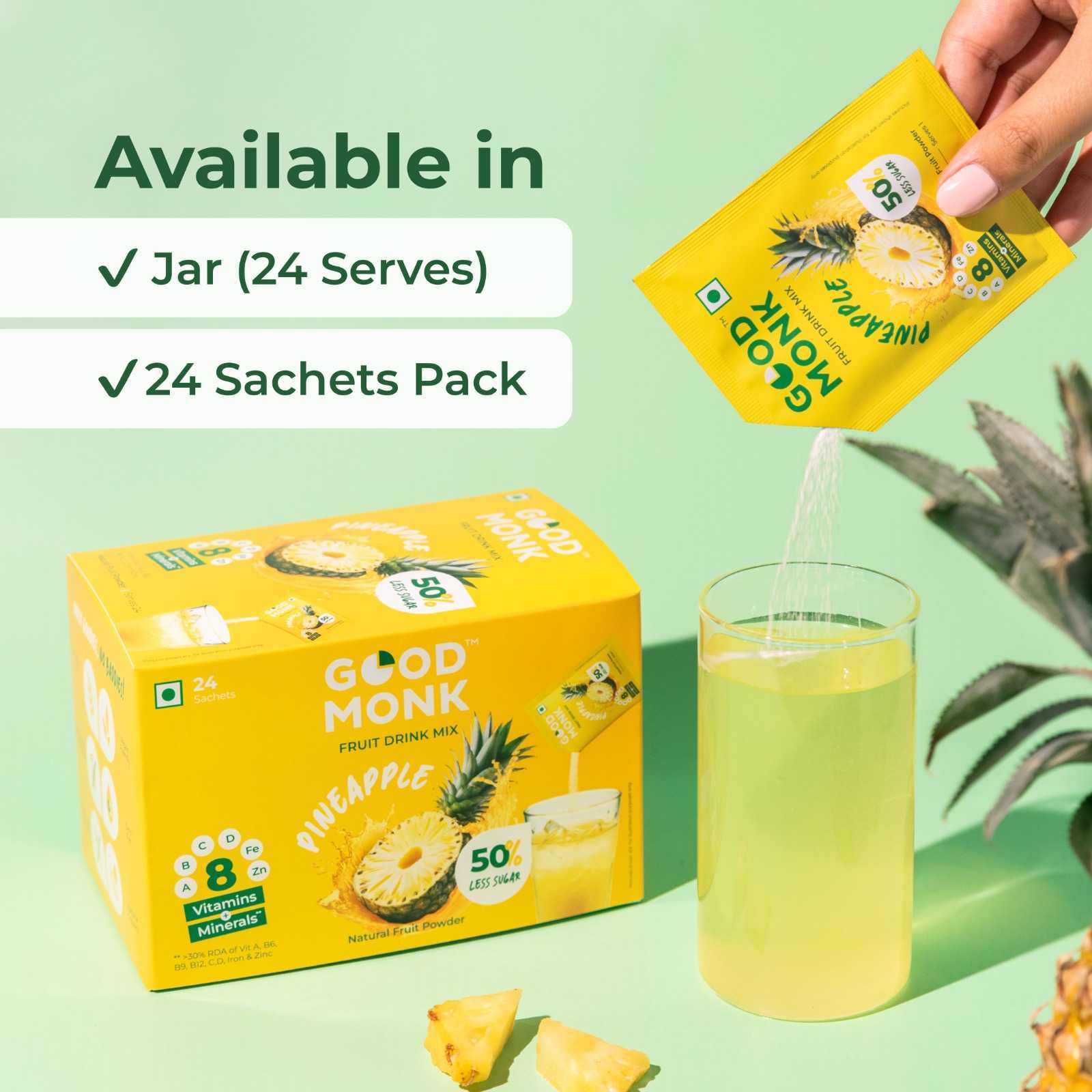 Natural Pineapple Powder Instant Drink Mix with 50% Less Sugar – Good Monk