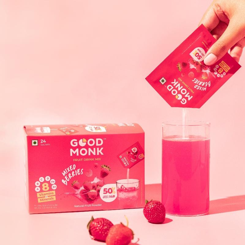 Mixed Berries Juice Powder Mix [50% Less Sugar] | Good Monk