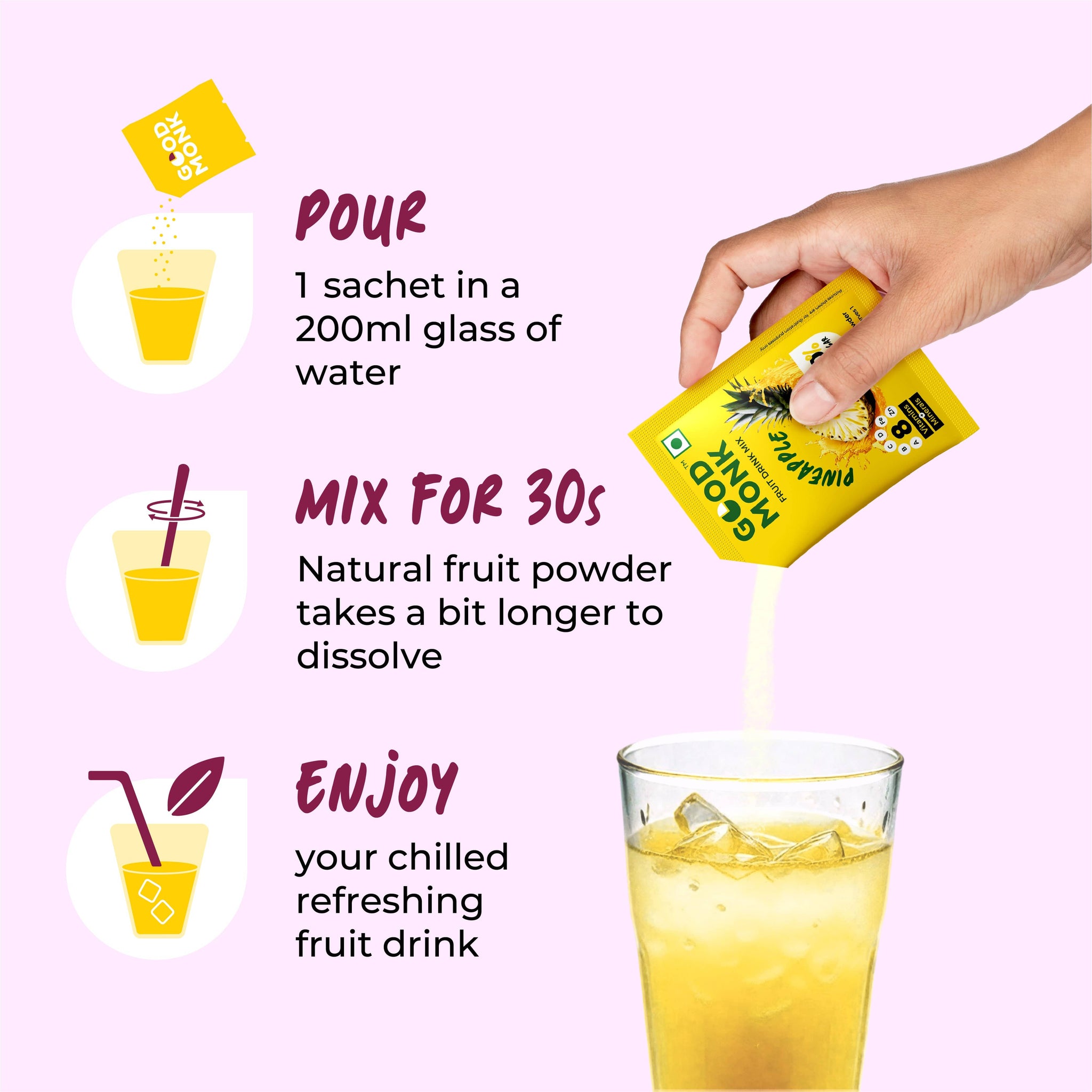 Instant Fruit Drink Powder Assorted [50% Less Sugar] | Good Monk