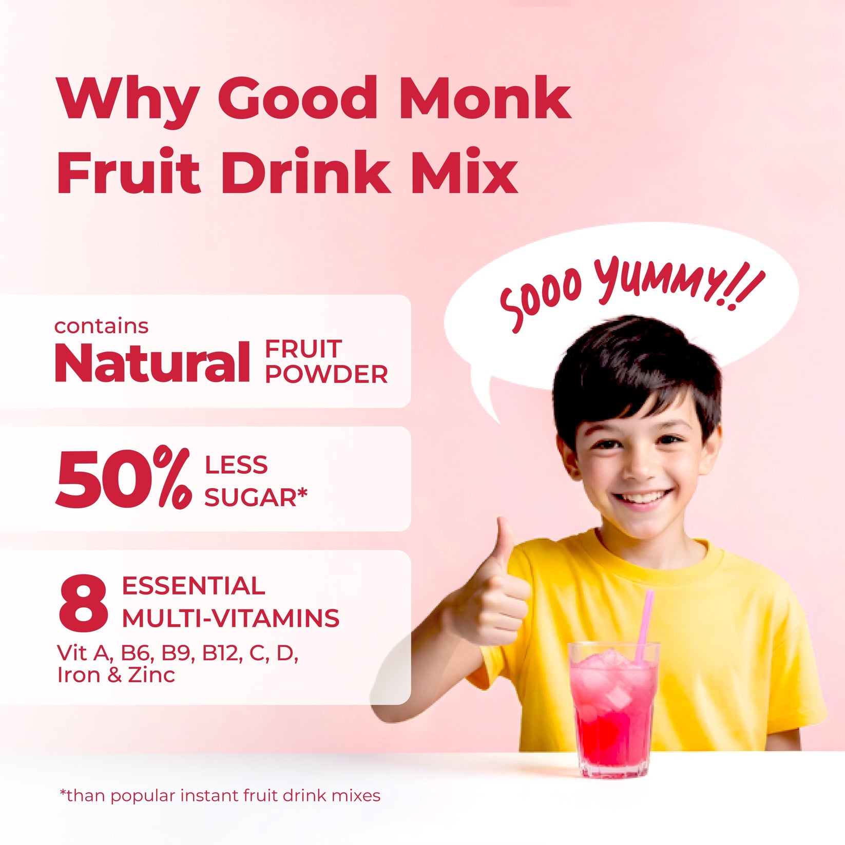 Mixed Berries Juice Powder Mix [50% Less Sugar] | Good Monk